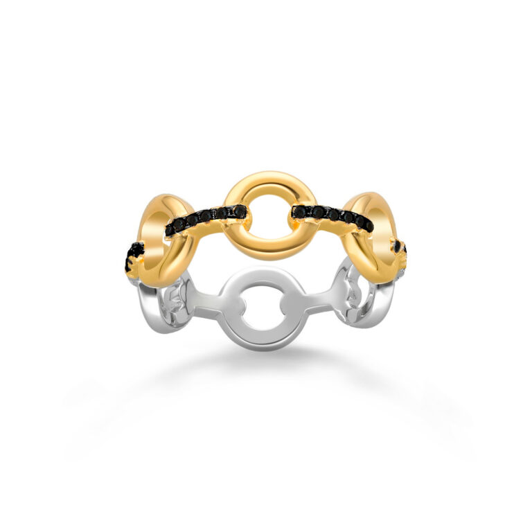 Bague Argent Doré Elise Zirconium Noir - Orus Bijoux