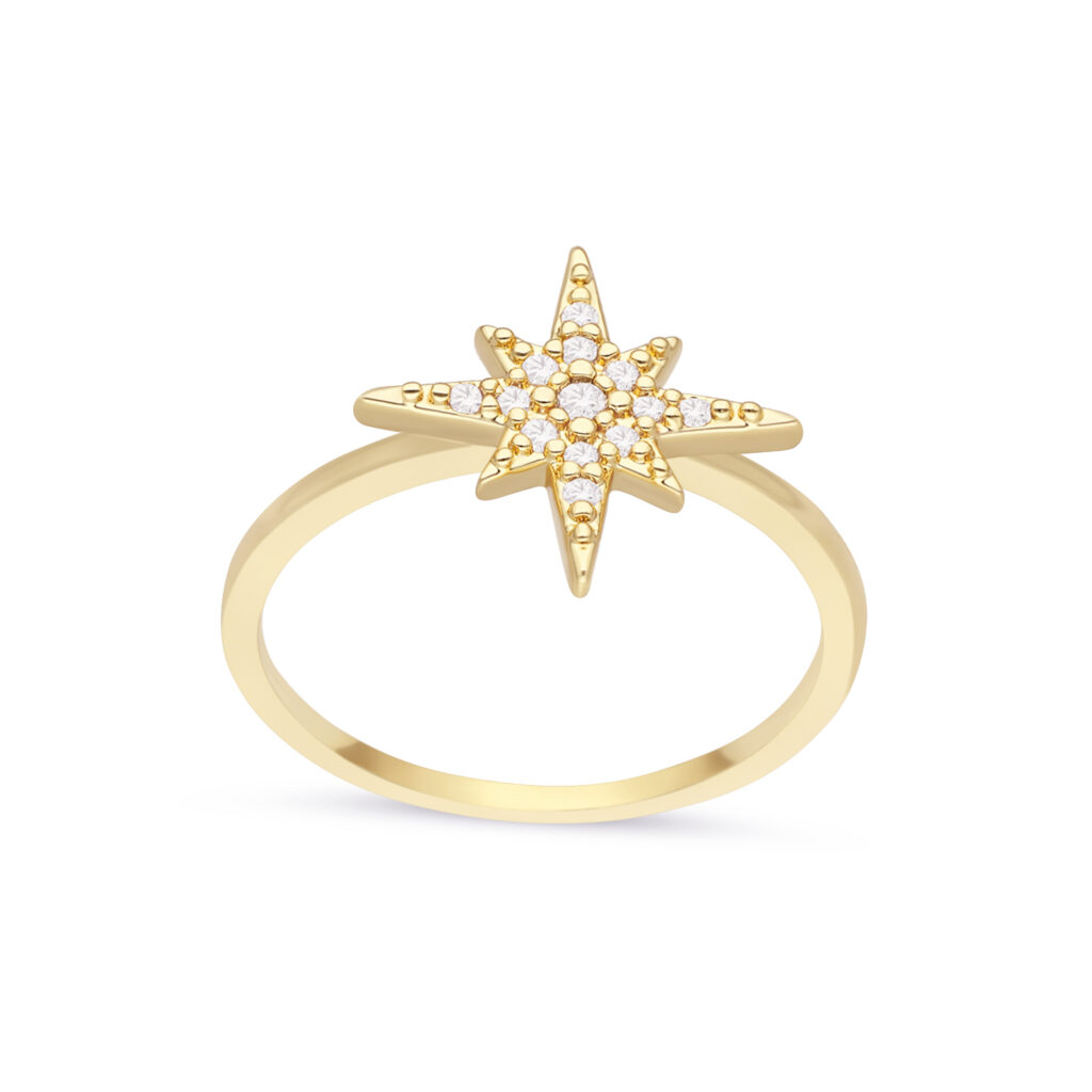 Bague Dorée étoile Sertie - Orus Bijoux