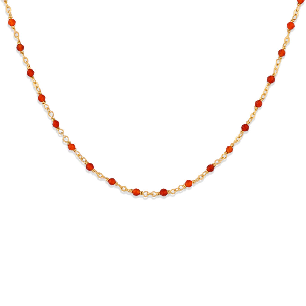 Collier Argent Doré Et Pierres Naturelles Rouges - Orus Bijoux